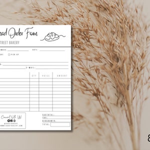 Sourdough Order Form, Bread Bakery Order Sheet, Printable Template ...