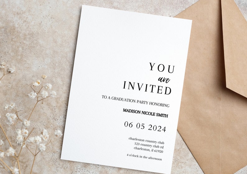 Graduation Party Invitation; College Graduate Invite; High School Grad ...