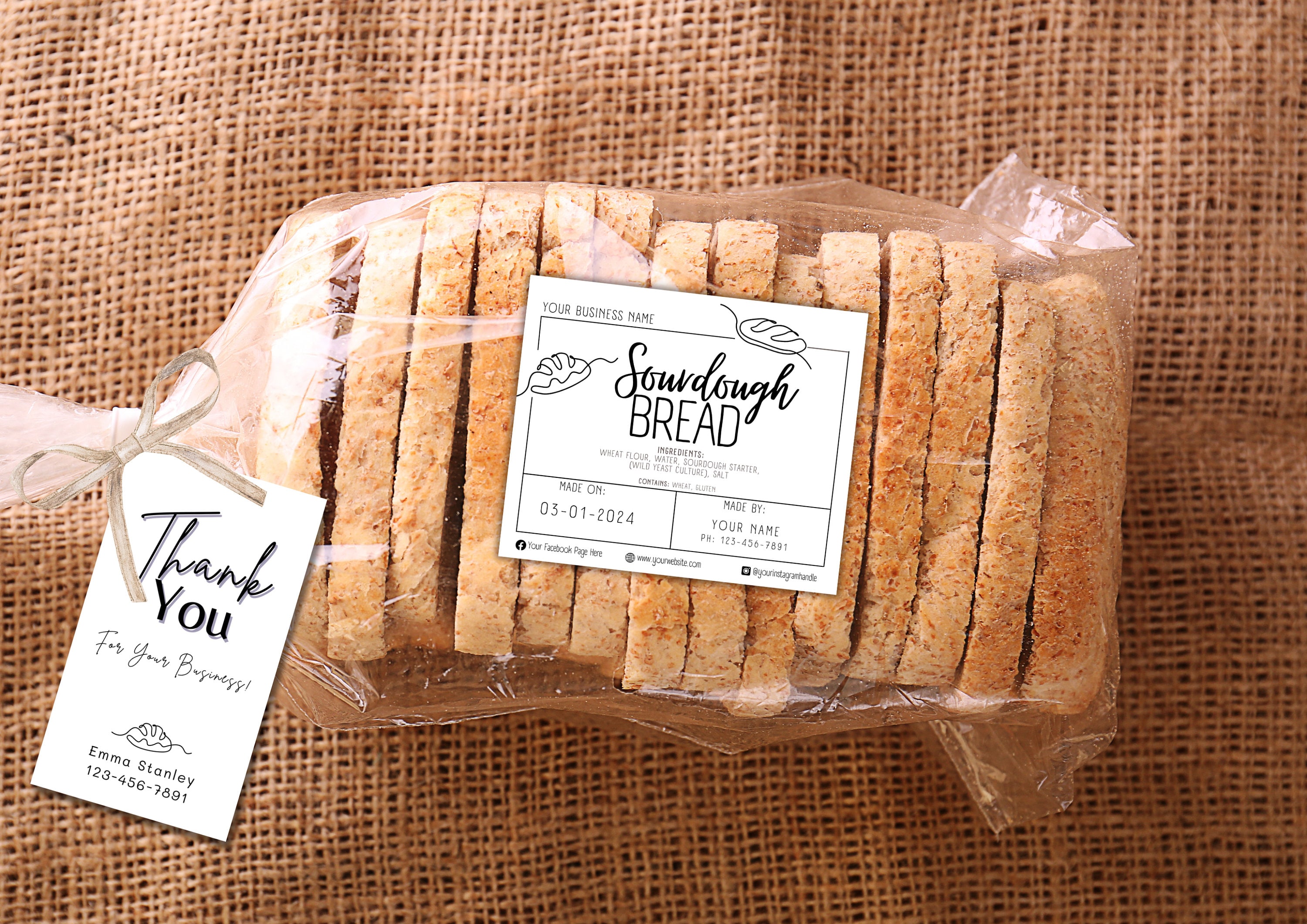 BUNDLE: Sourdough Ingredient Label Card, Bread Made on & Made By; Thank ...
