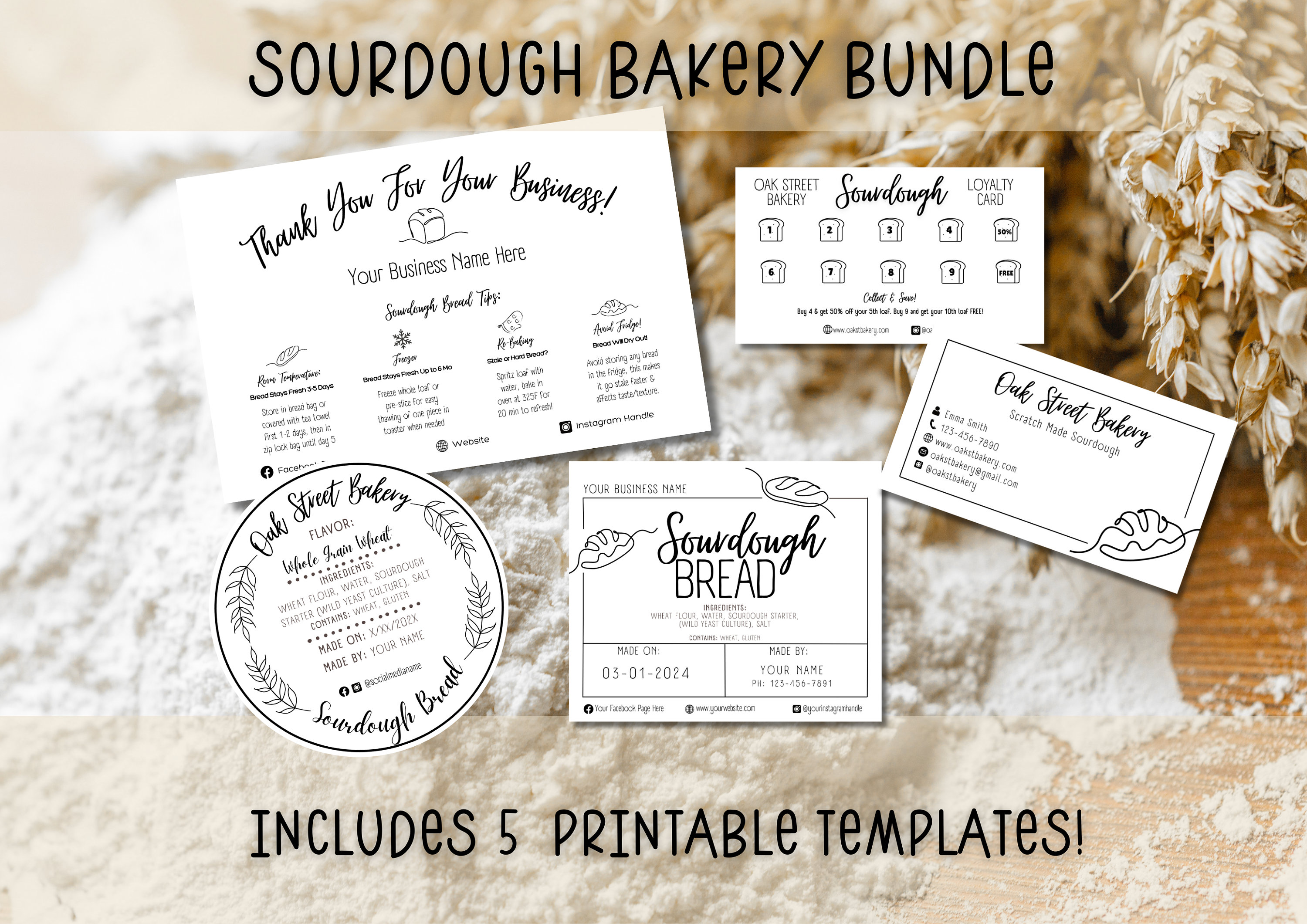 Sourdough Bakery Bundle Kit, Bread Thank You Storage Instructions Bread ...