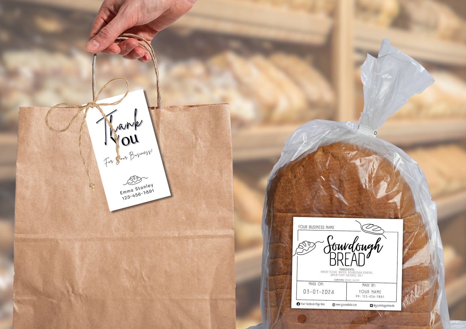 BUNDLE: Sourdough Ingredient Label Card, Bread Made on & Made By; Thank ...