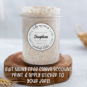 Sourdough Starter Label, Name Tag Sticker for Starter Jar; Custom Round ...