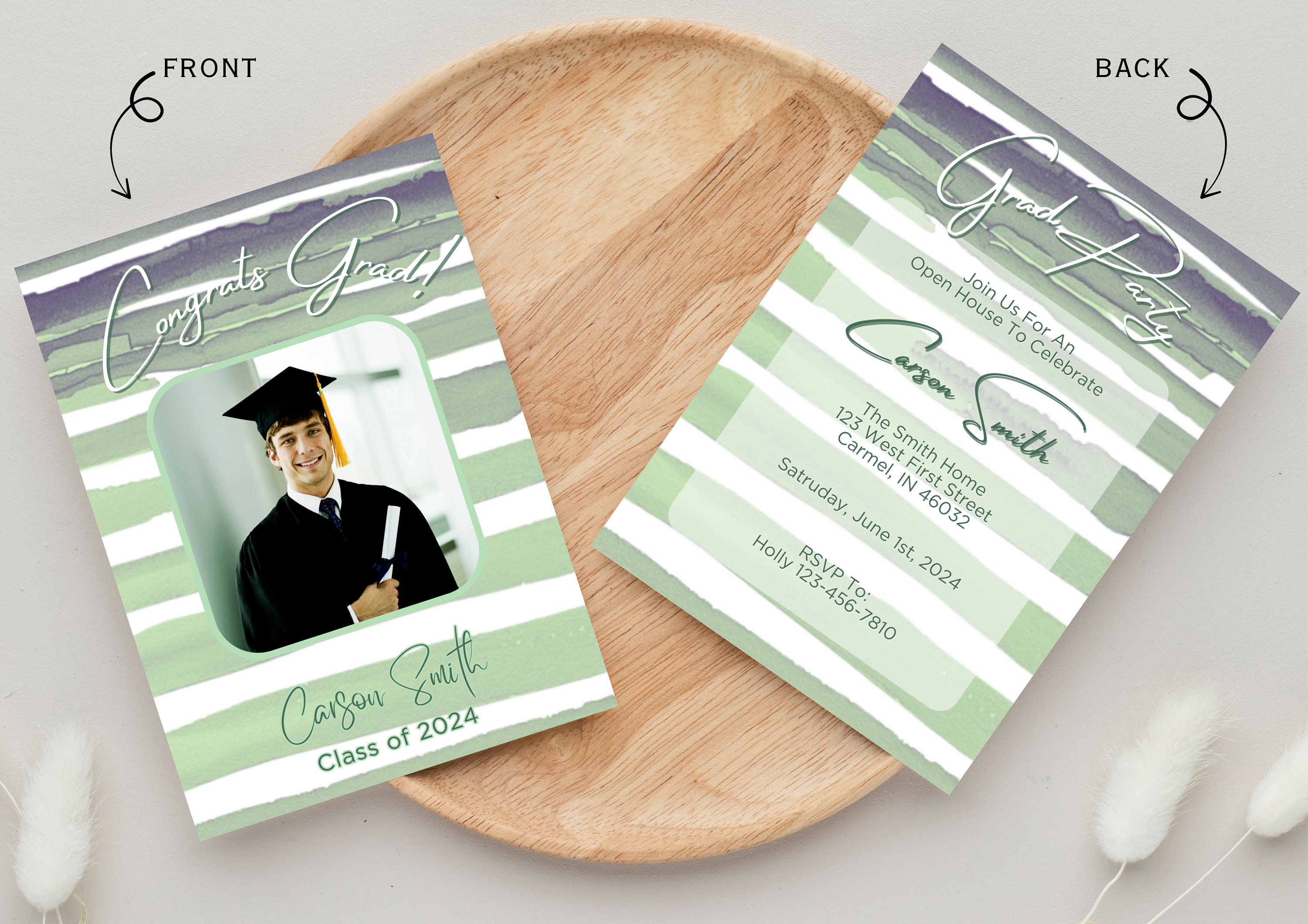 Stripe Graduation Party Invitation; College Graduate Invite; High ...