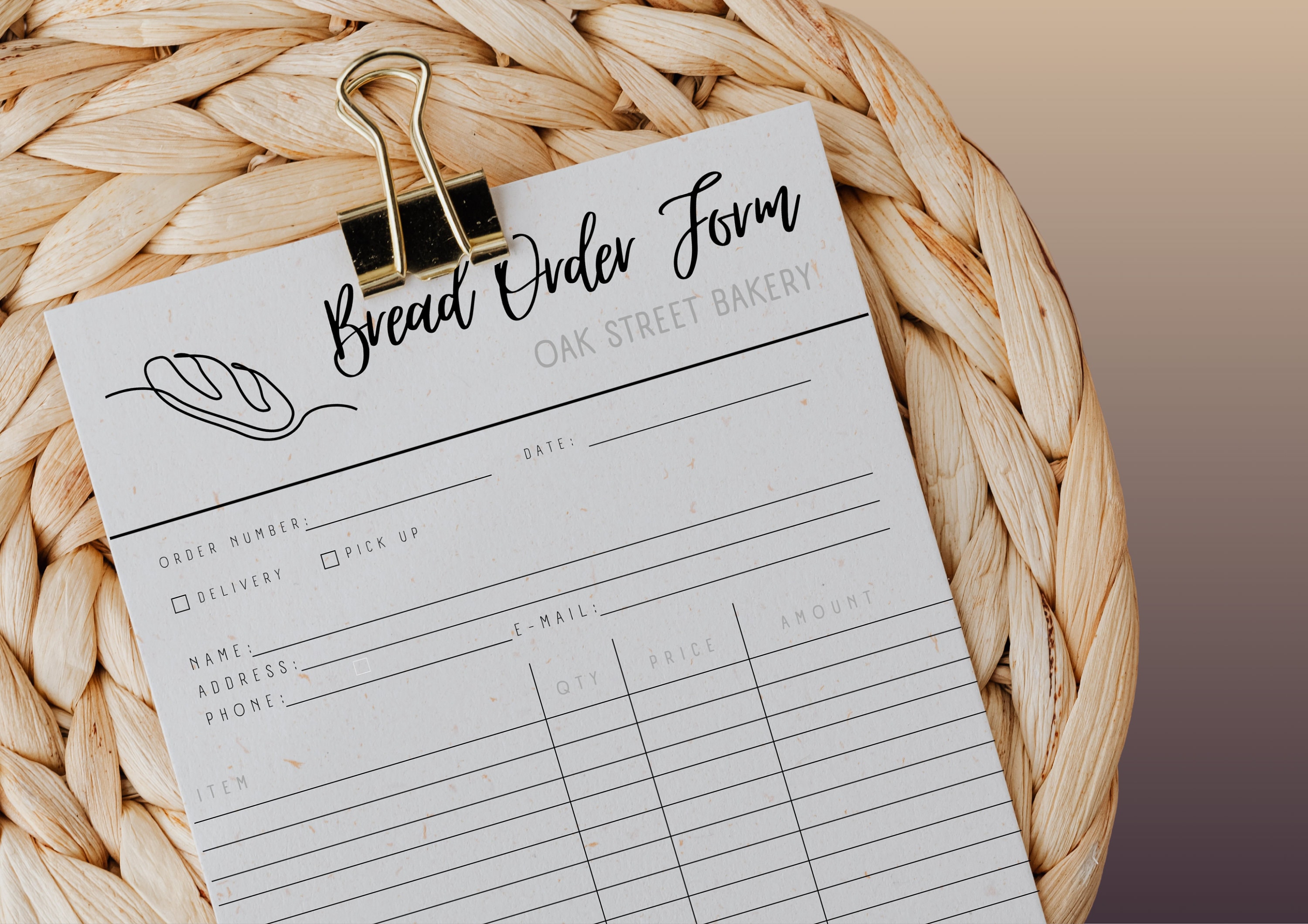 Sourdough Order Form, Bread Bakery Order Sheet, Printable Template ...