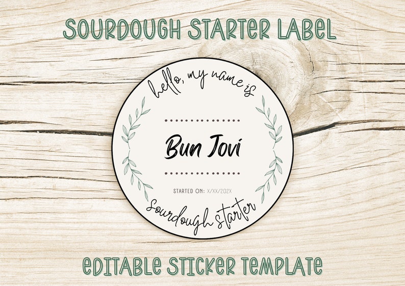 Sourdough Starter Label, Name Tag Sticker for Starter Jar; Custom Round ...