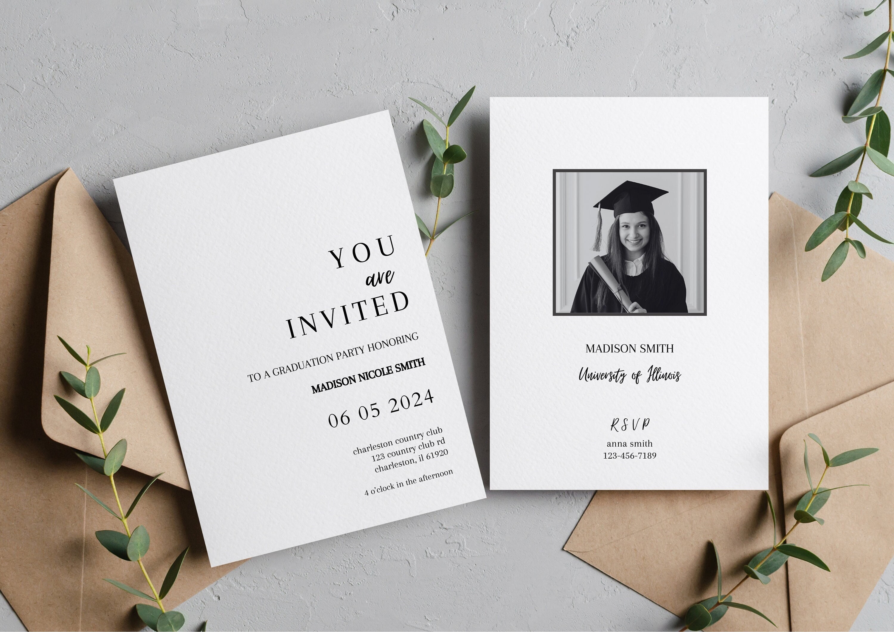 Graduation Party Invitation; College Graduate Invite; High School Grad ...
