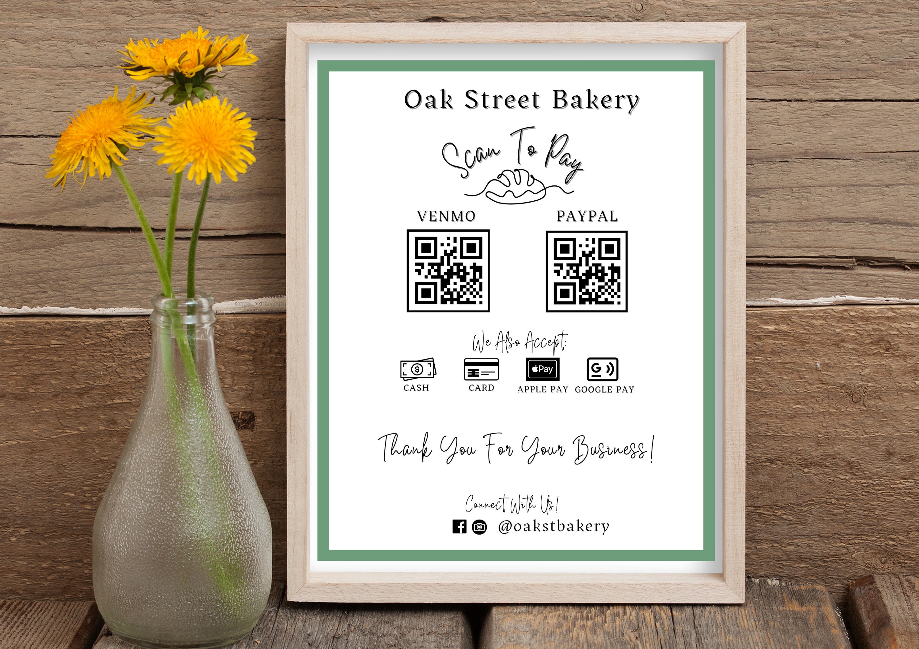 Scan to Pay Sign, Sourdough Bakery QR Code Template; Home Baker Venmo ...