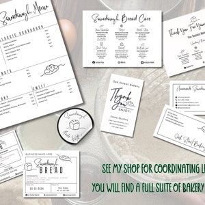 Sourdough Order Form, Bread Bakery Order Sheet, Printable Template ...