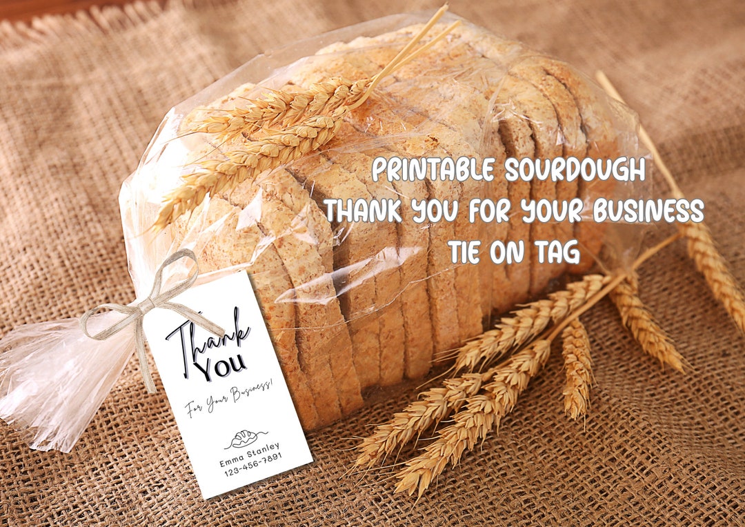 Sourdough Bread Thank You Tag; Bread Loaf Label Tie On, Printable ...