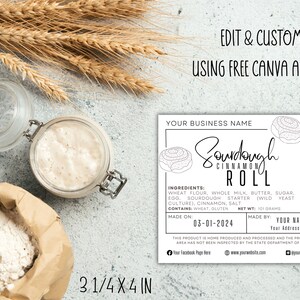 Sourdough Cinnamon Roll Ingredient Label, Made on & Made by Card ...