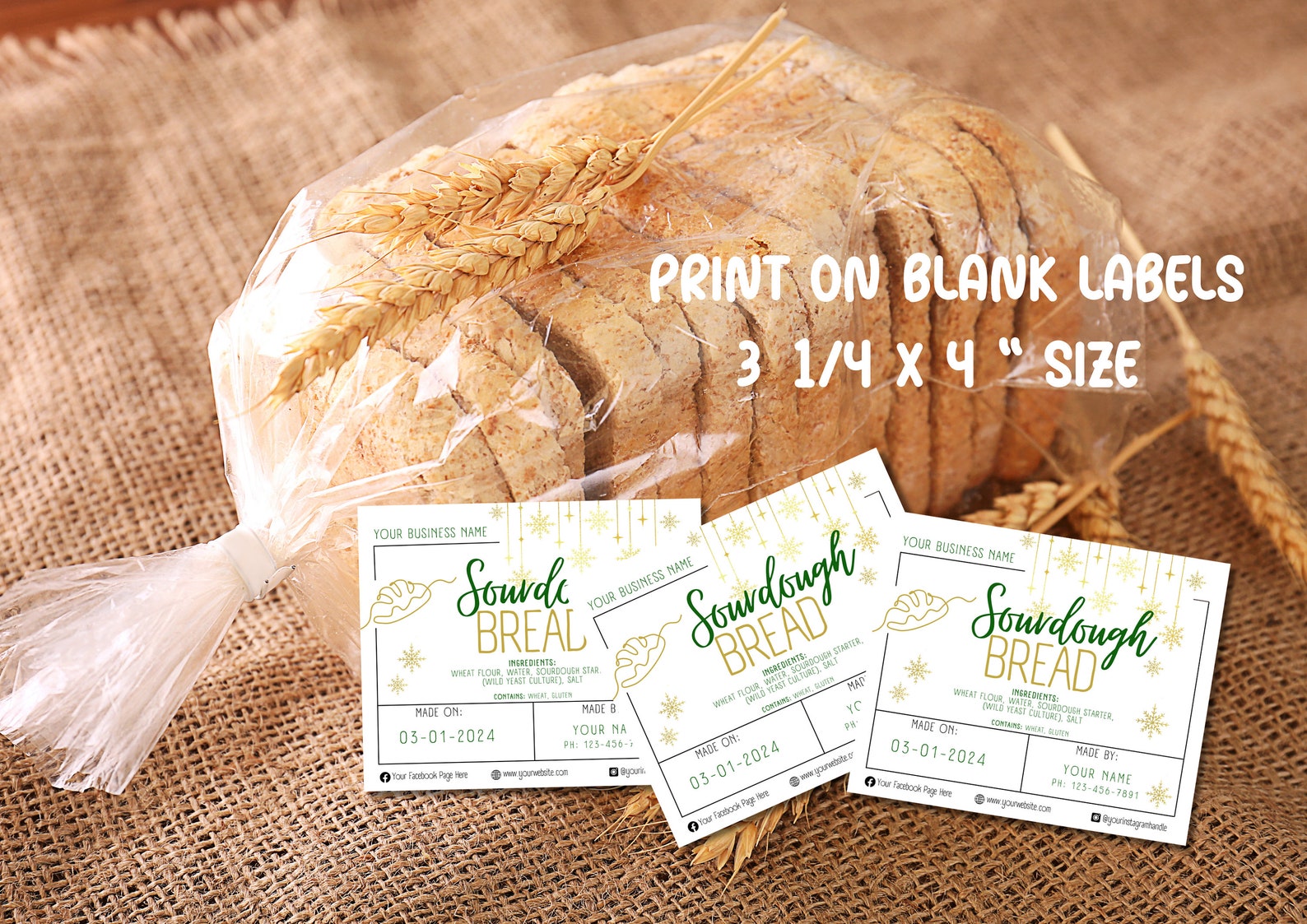 Christmas Ingredient Label, Holiday Bread Stickers for Home Baker or ...