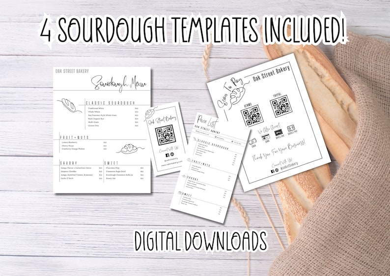 Sourdough Bread Menu, Pricing & Options List; Custom QR Code Business ...