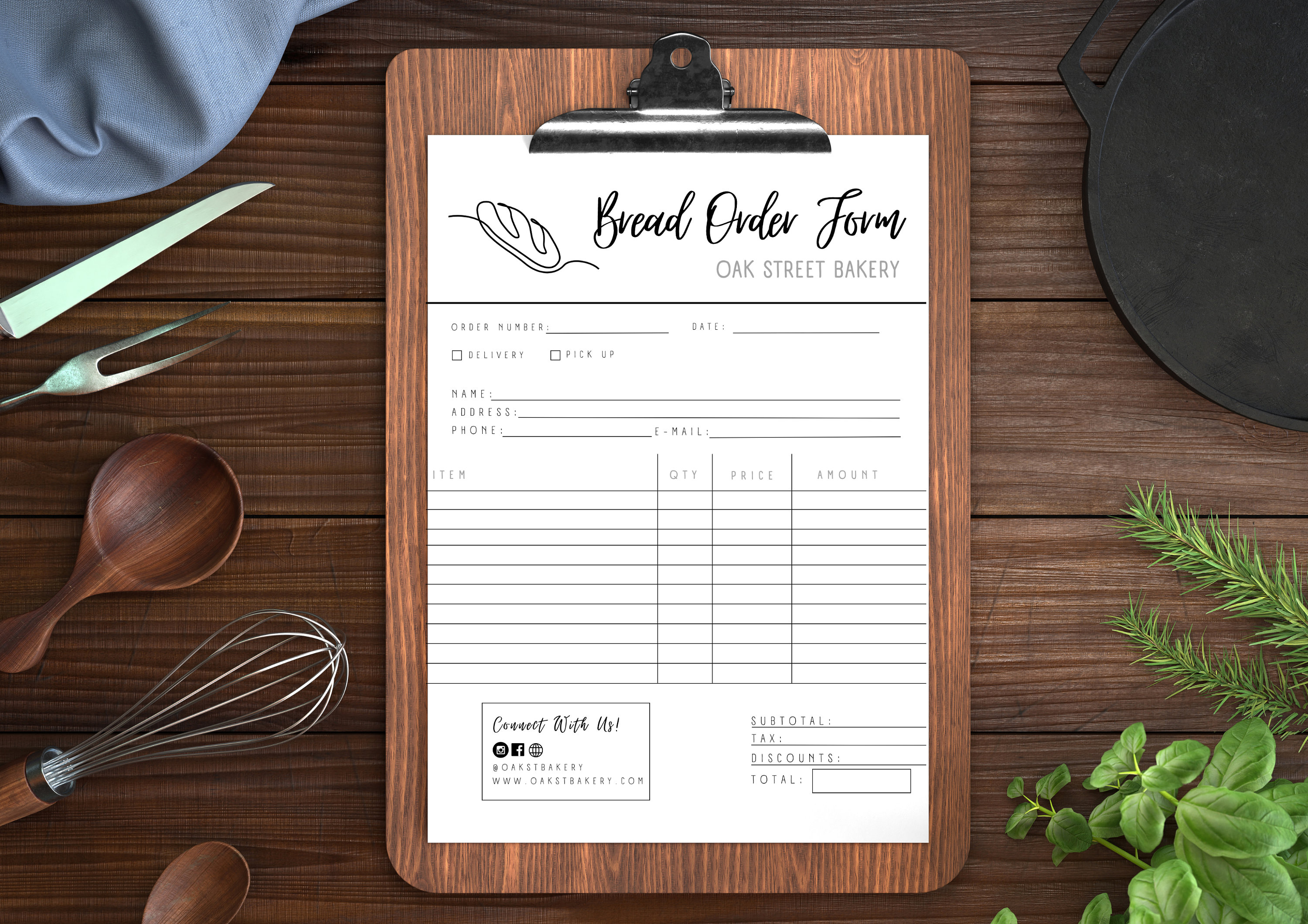 Sourdough Order Form, Bread Bakery Order Sheet, Printable Template ...