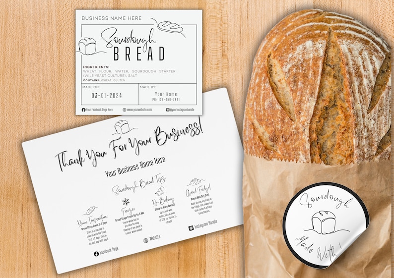 COMPLETE SOURDOUGH BUNDLE: Bread Thank You Card & Tags; Bread ...