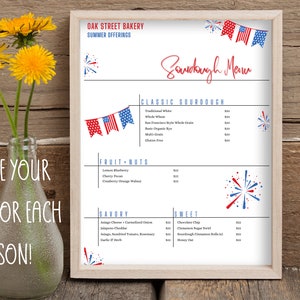 Patriotic Theme Sourdough Bread Menu, Summer Seasonal Pricing & Options ...