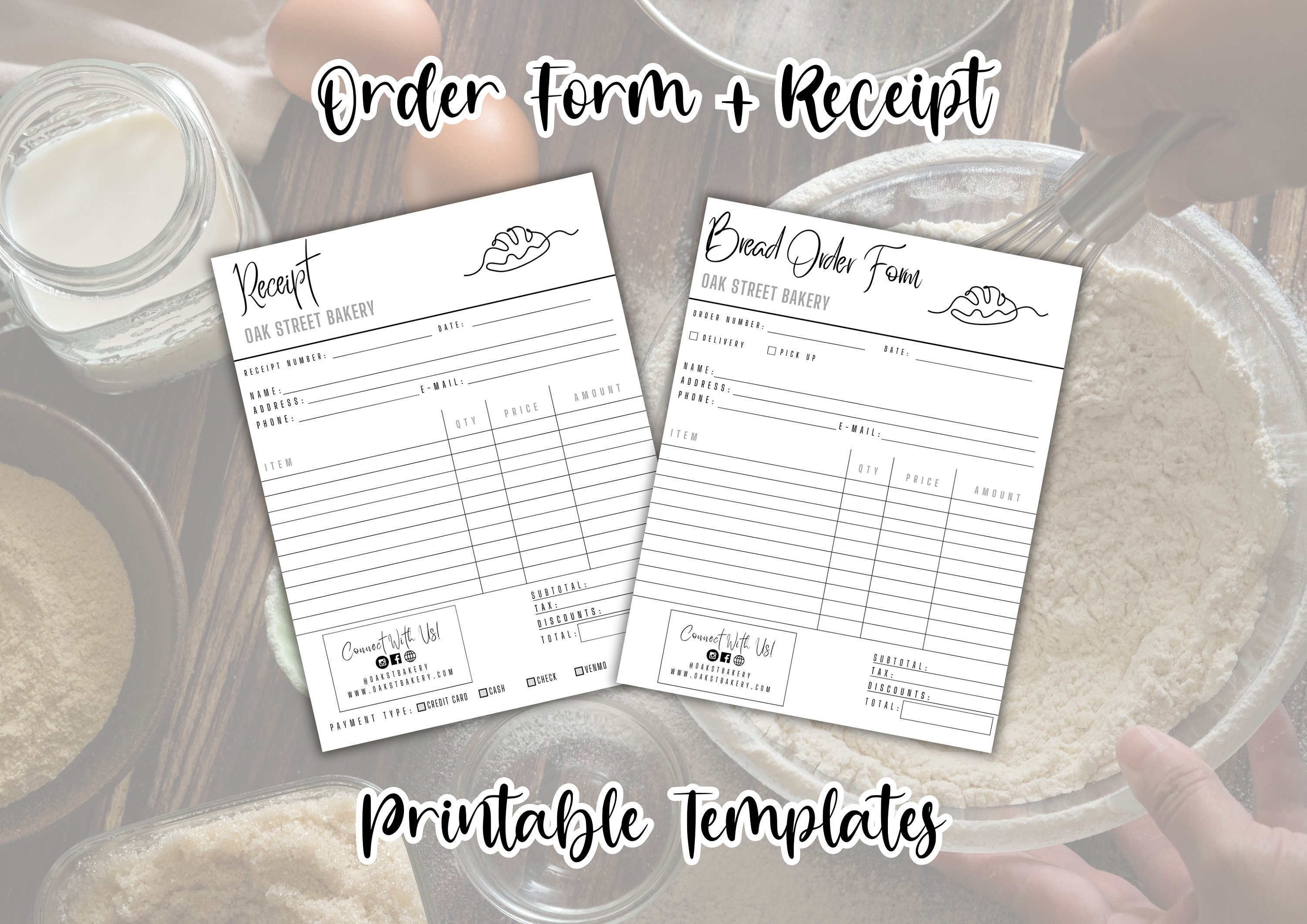 Sourdough Order Form, Bread Bakery Order Sheet, Bread Receipt Printable ...