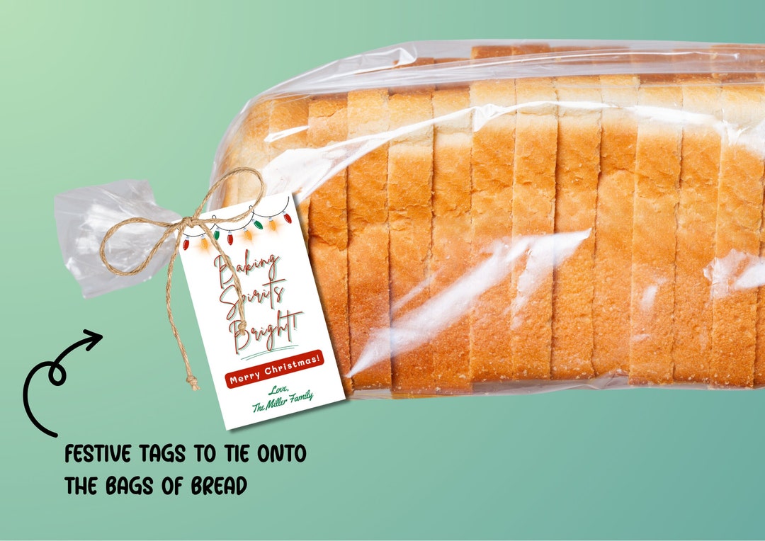 Christmas Sourdough Bread Gift Tag; Red Green Bread Label Tie On ...