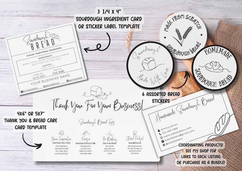 Sourdough Ingredient Label Card, Bread Made on & Made By; Custom Round ...