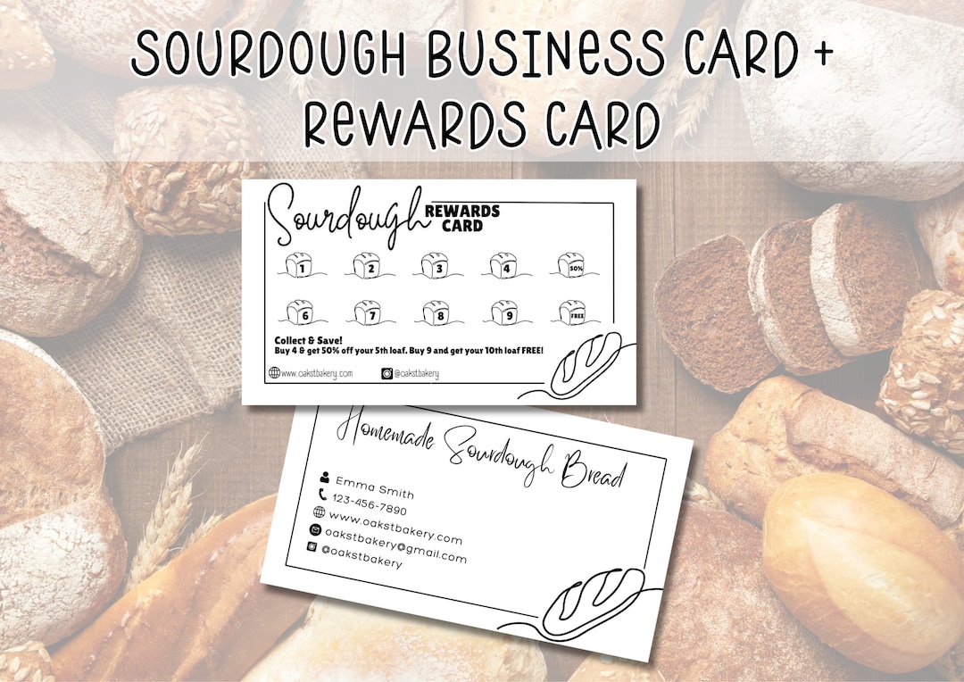 Sourdough Business Card + Rewards Card; Home Baker Information, DIY ...