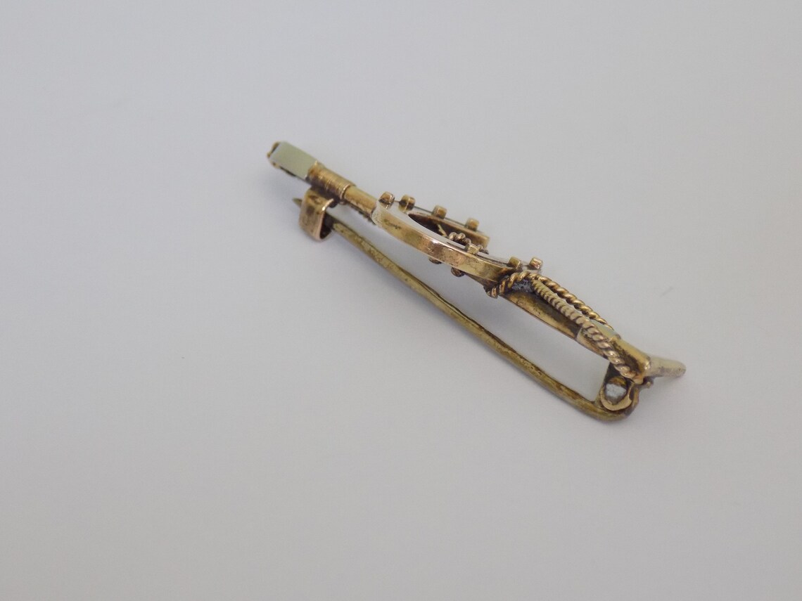 Edwardian 18 Karat Gold Horseshoe Riding Crop Pin Brooch - Etsy