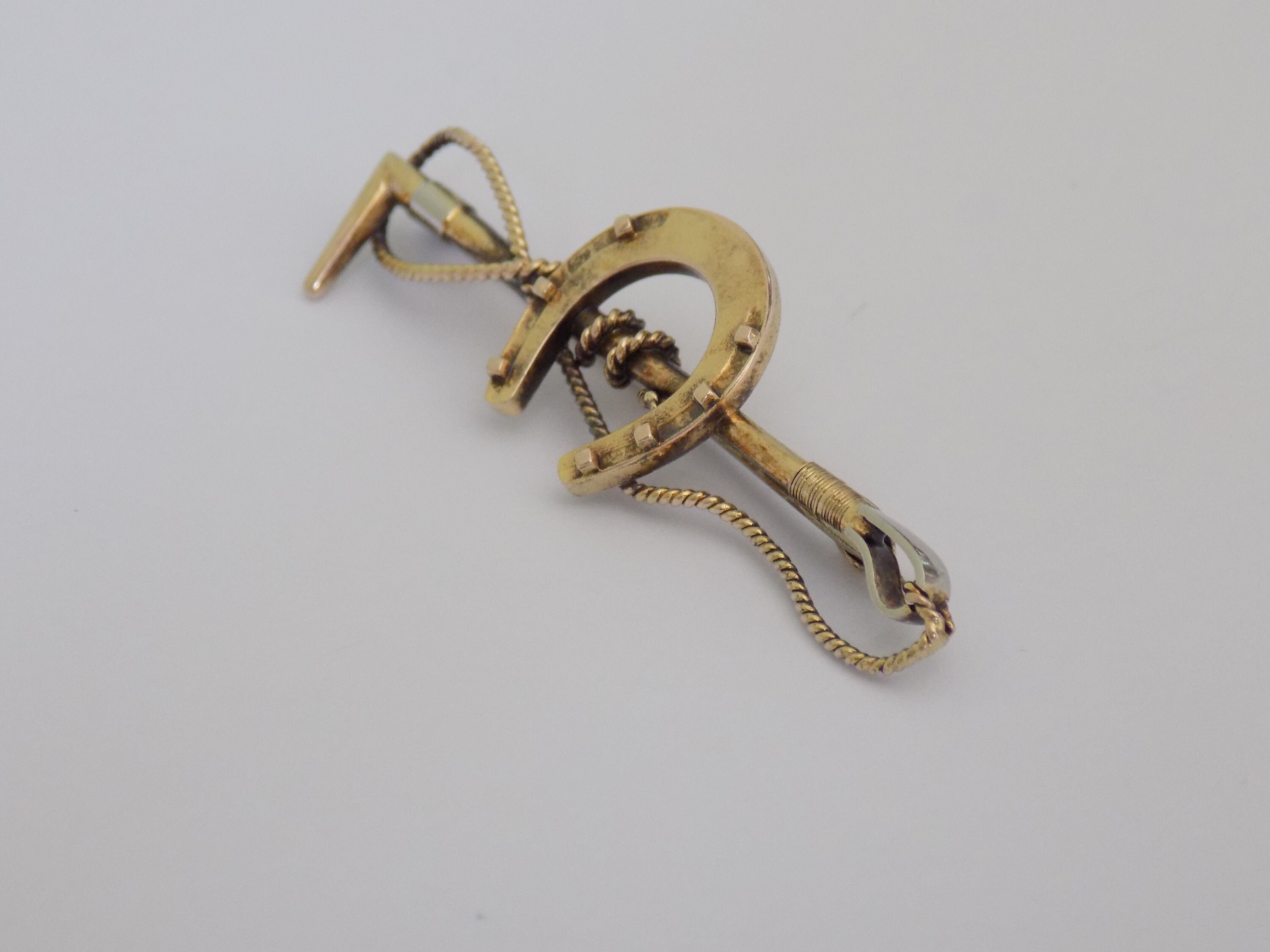 Edwardian 18 Karat Gold Horseshoe Riding Crop Pin Brooch - Etsy
