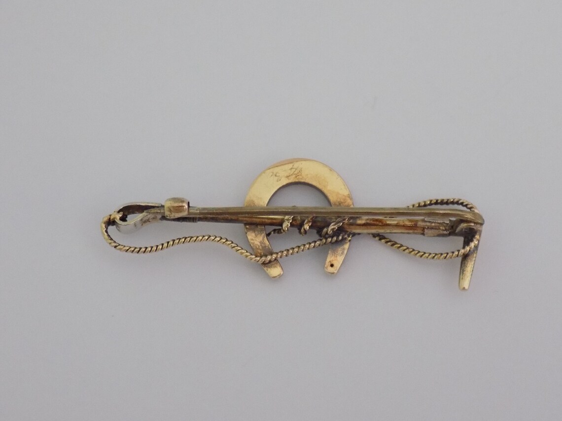 Edwardian 18 Karat Gold Horseshoe Riding Crop Pin Brooch - Etsy