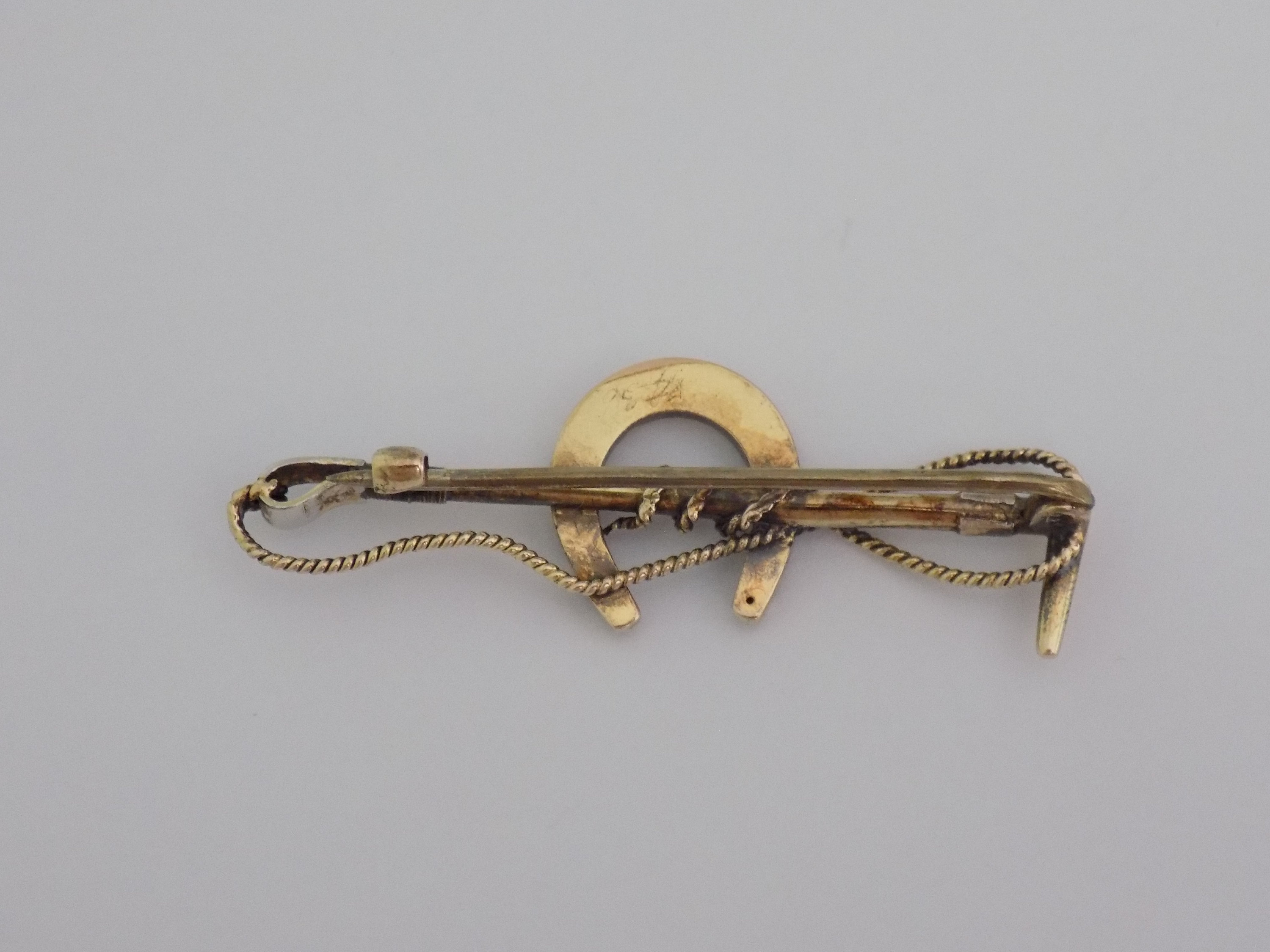 Edwardian 18 Karat Gold Horseshoe Riding Crop Pin Brooch - Etsy