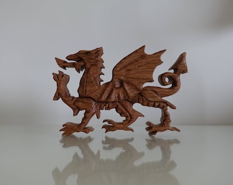 Welsh Dragon, Handmade Solid Oak - Etsy