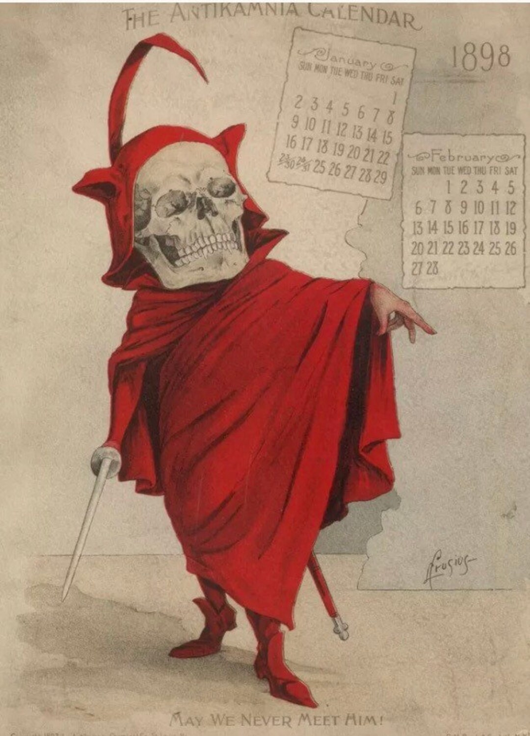 The Devil 1899-1900 Antikamnia Calendar Vintage Abstract Print - Etsy