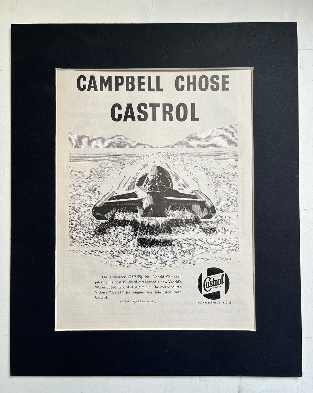 Castrol Bluebird Donald Campbell Original Advertisement Print 1955 - Etsy