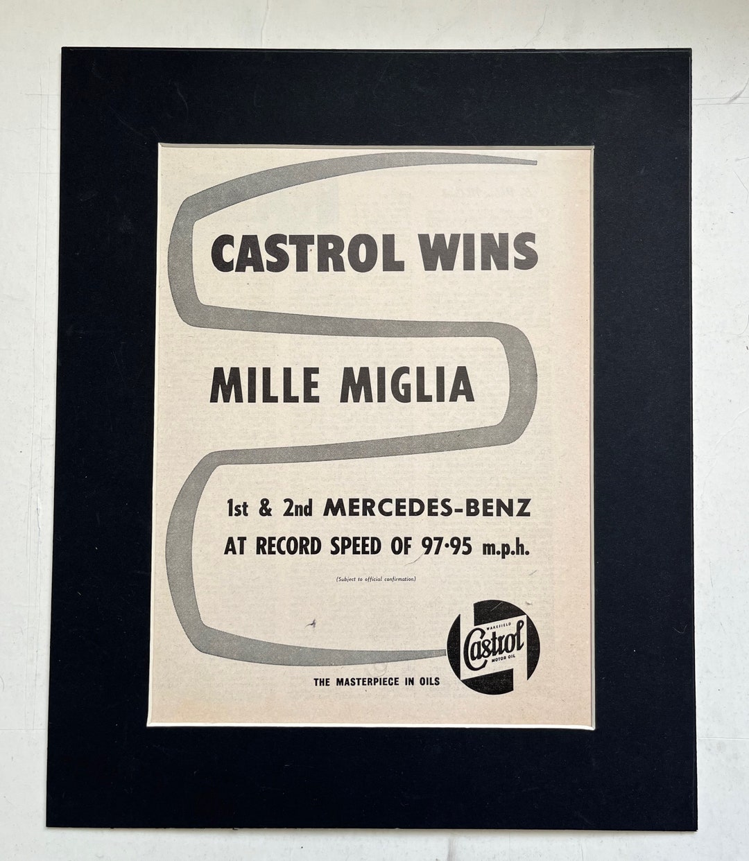 Castrol Mille Miglia Original Racing Car Advertisement Print 1955 - Etsy
