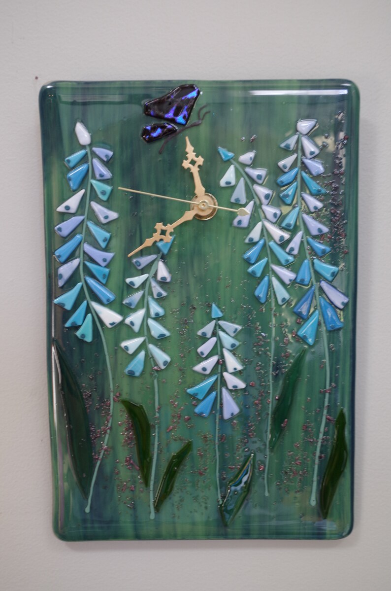Hand Crafted Fused Glass Wall Clock. Cottage. Cozy Home. - Etsy