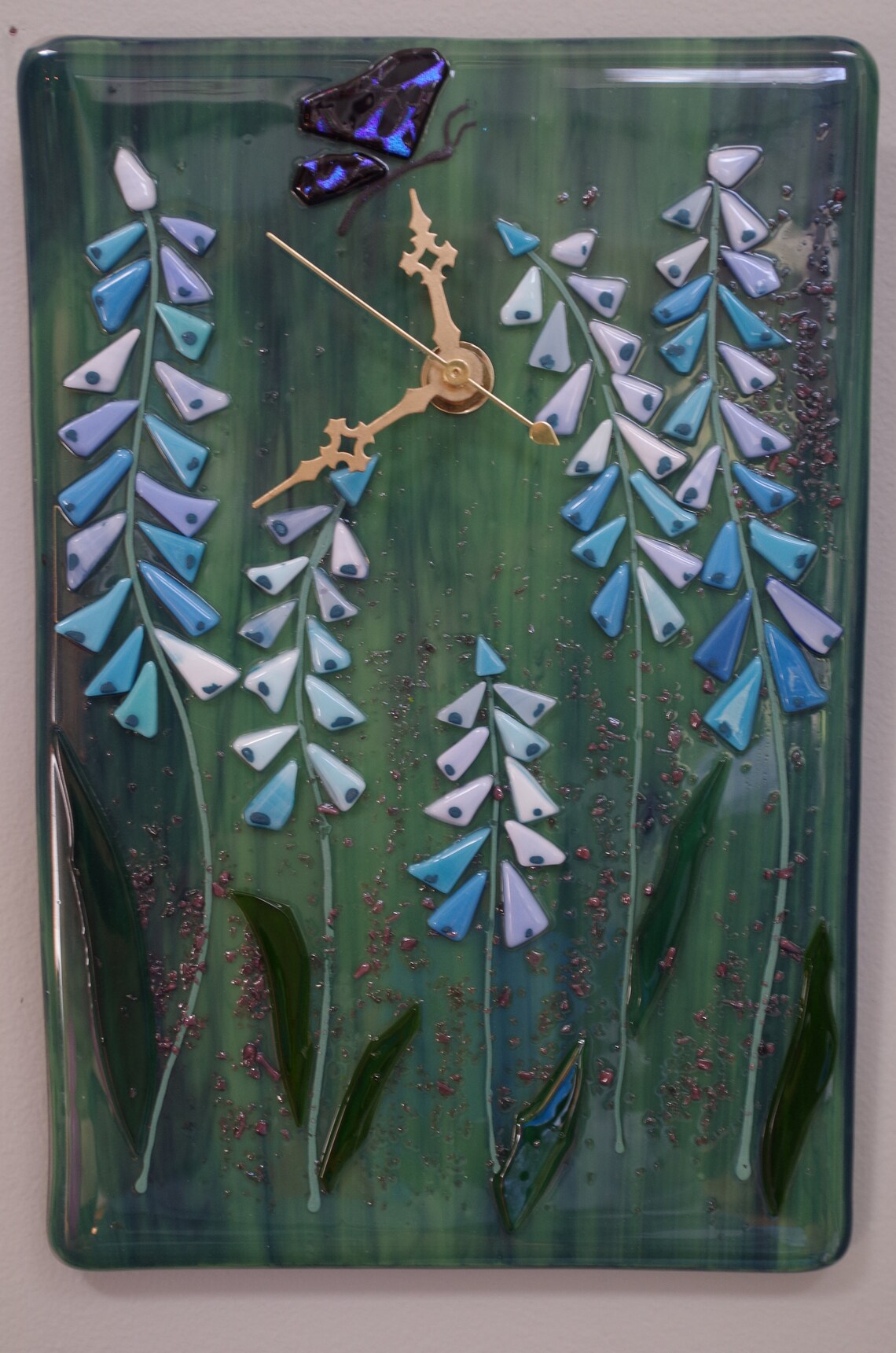 Hand Crafted Fused Glass Wall Clock. Cottage. Cozy Home. - Etsy