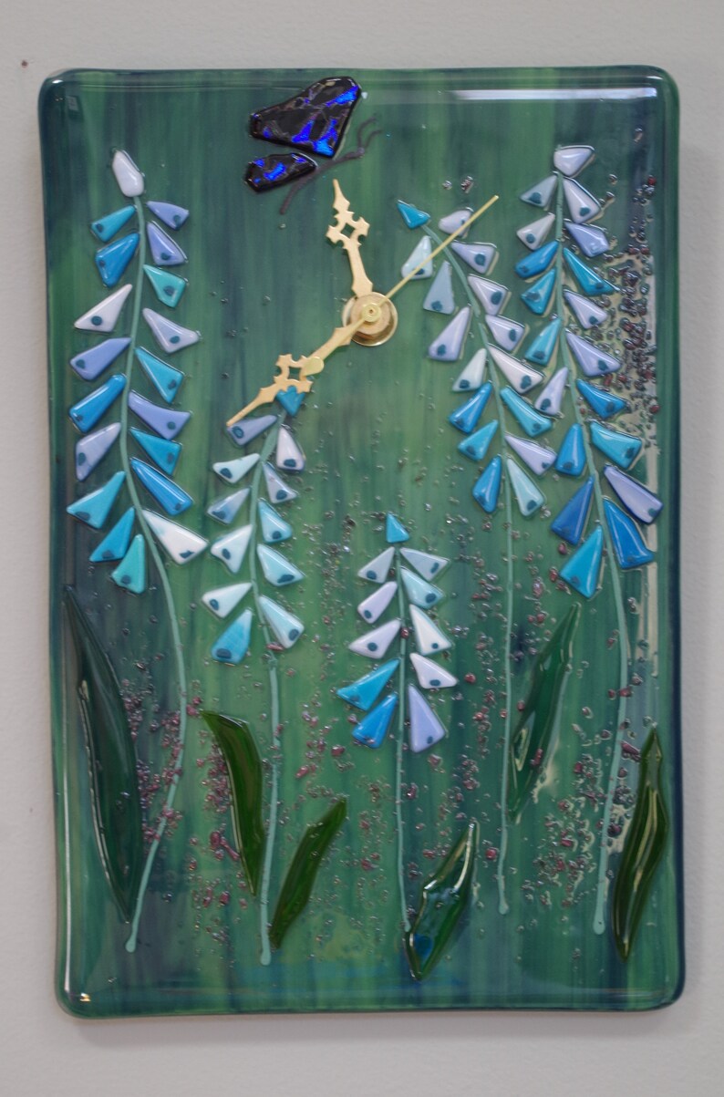 Hand Crafted Fused Glass Wall Clock. Cottage. Cozy Home. - Etsy