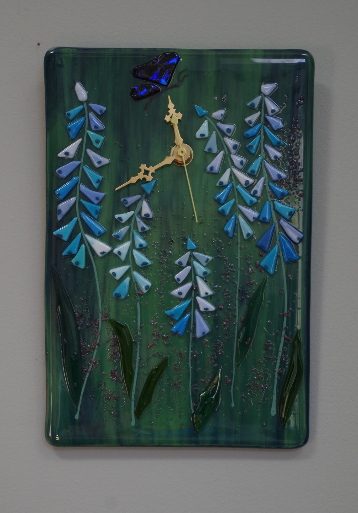 Hand Crafted Fused Glass Wall Clock. Cottage. Cozy Home. - Etsy