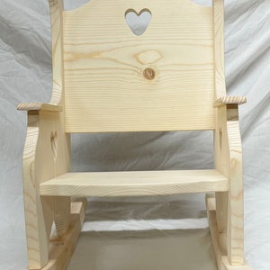 Child's Rocking Chair, Unfinished Pine W/hearts - Etsy