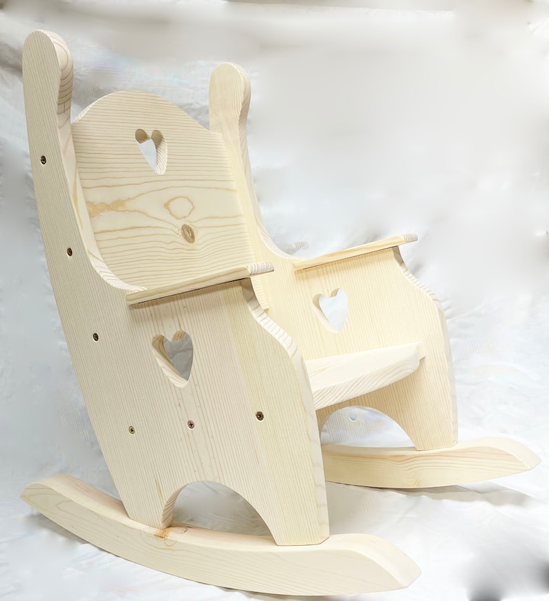 Child's Rocking Chair, Unfinished Pine W/hearts - Etsy