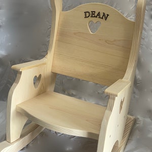 Children's Rocking Chair, Unifinished Pine, Personalized With Name ...
