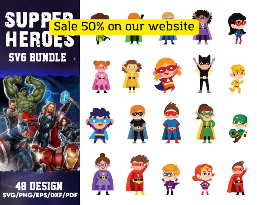 48 Designs Supper Heroes SVG Bundle Clipart Eps Png Dxf - Etsy