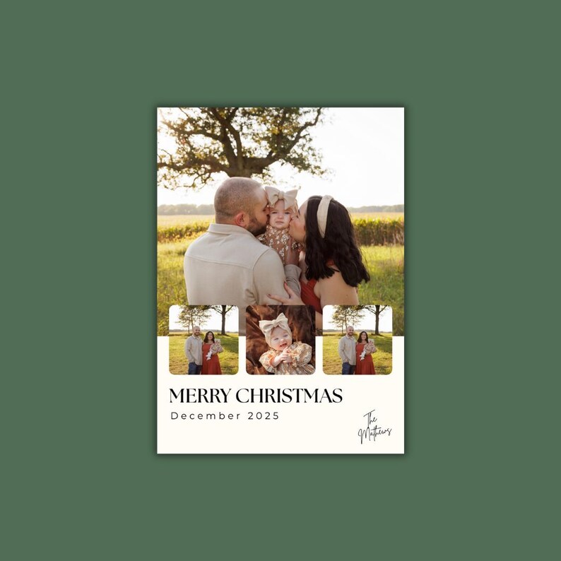 Christmas Card Editable Template - Etsy