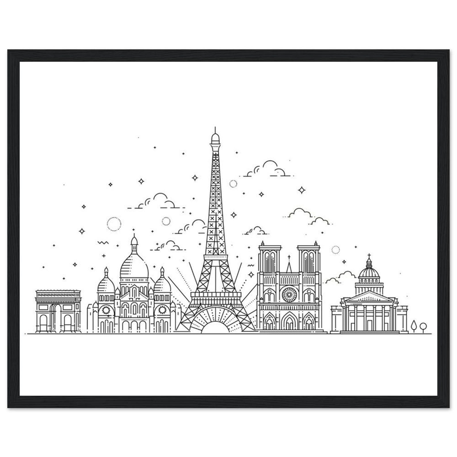 Paris Skyline Premium Matte Paper Wooden Framed Poster 40x50 Cm / 16x20 ...