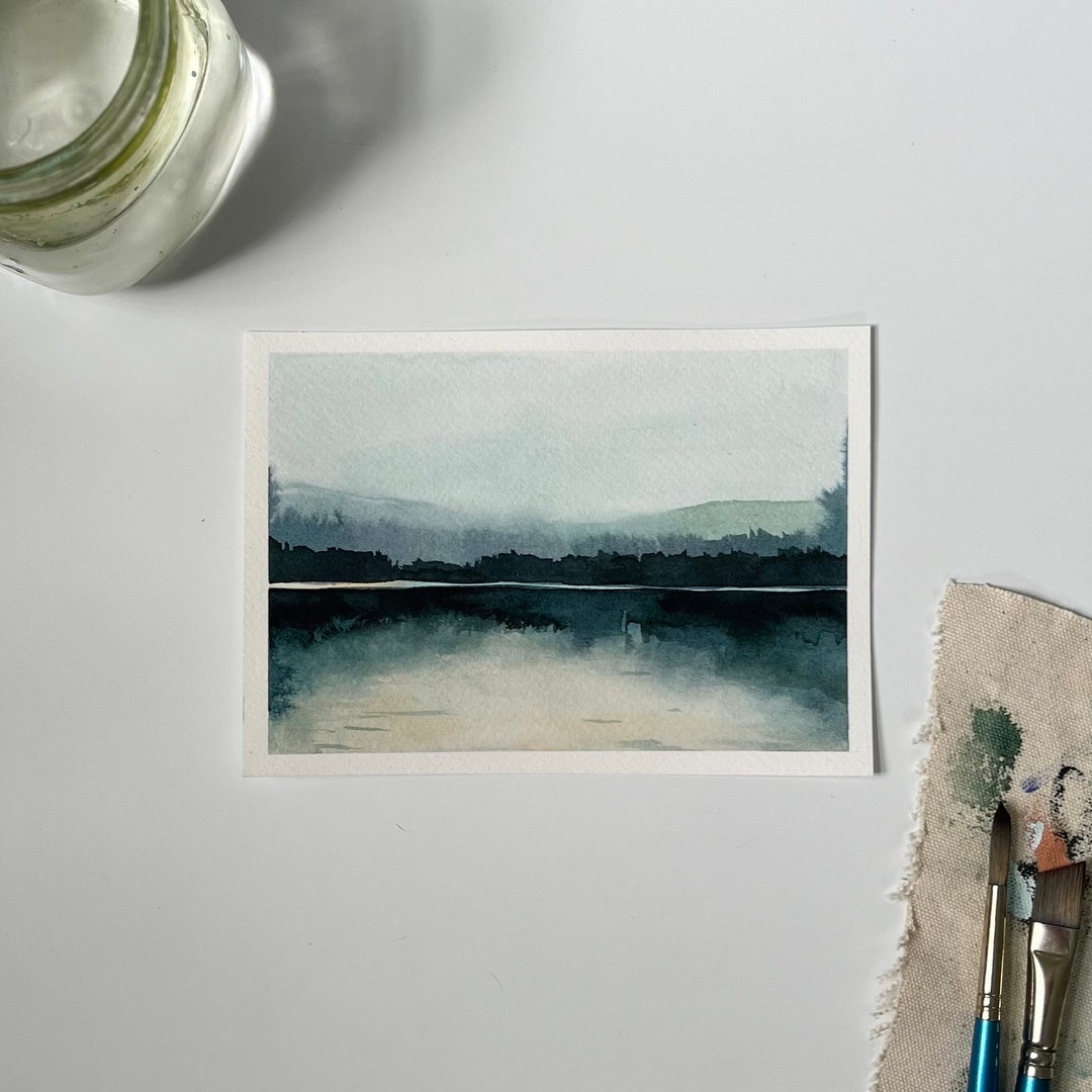 Original Watercolor Painting ‘reflections’ | Bright Abstract Landscape ...
