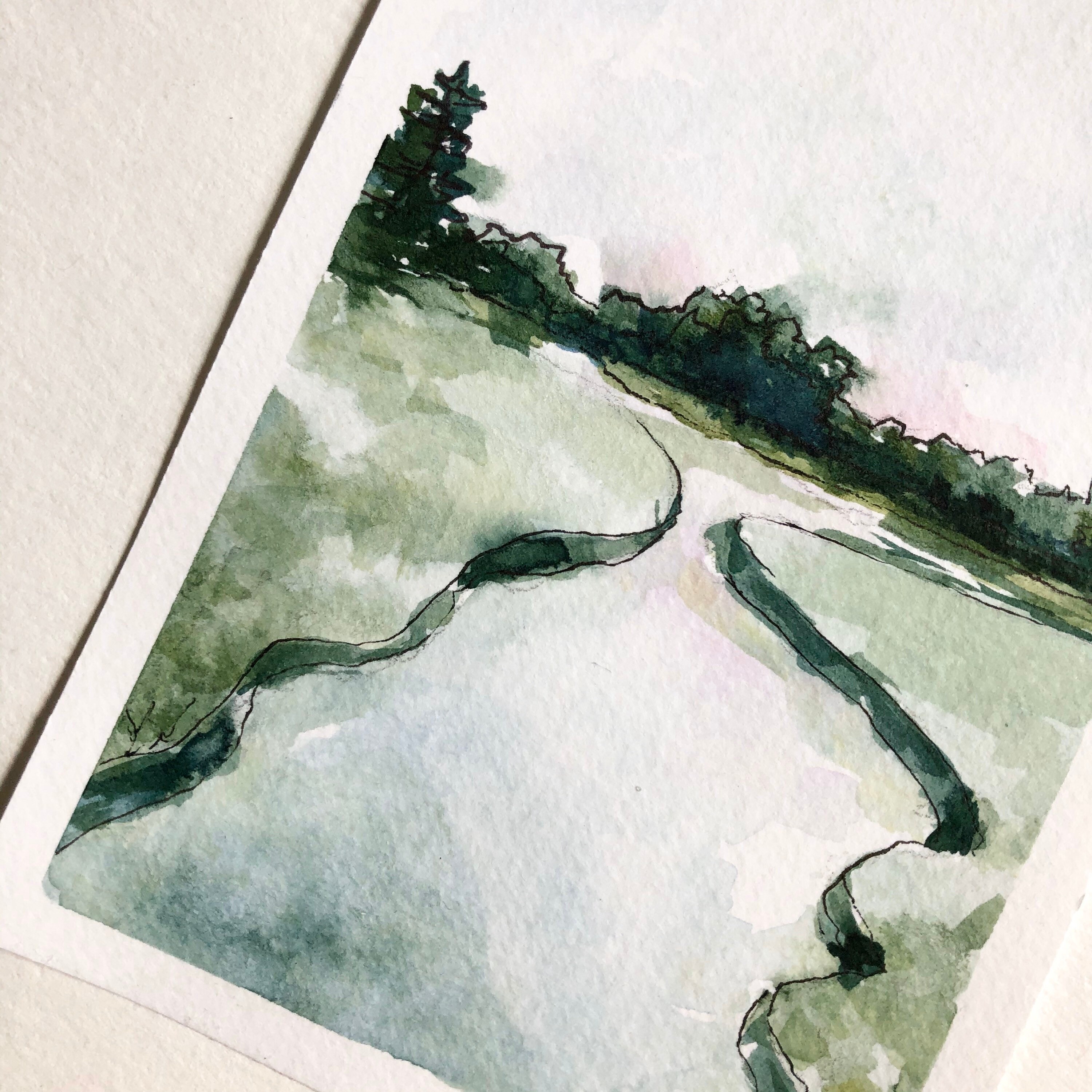 Maine Marsh Series | Abstract Watercolor Landscape | Abstract Landscape ...