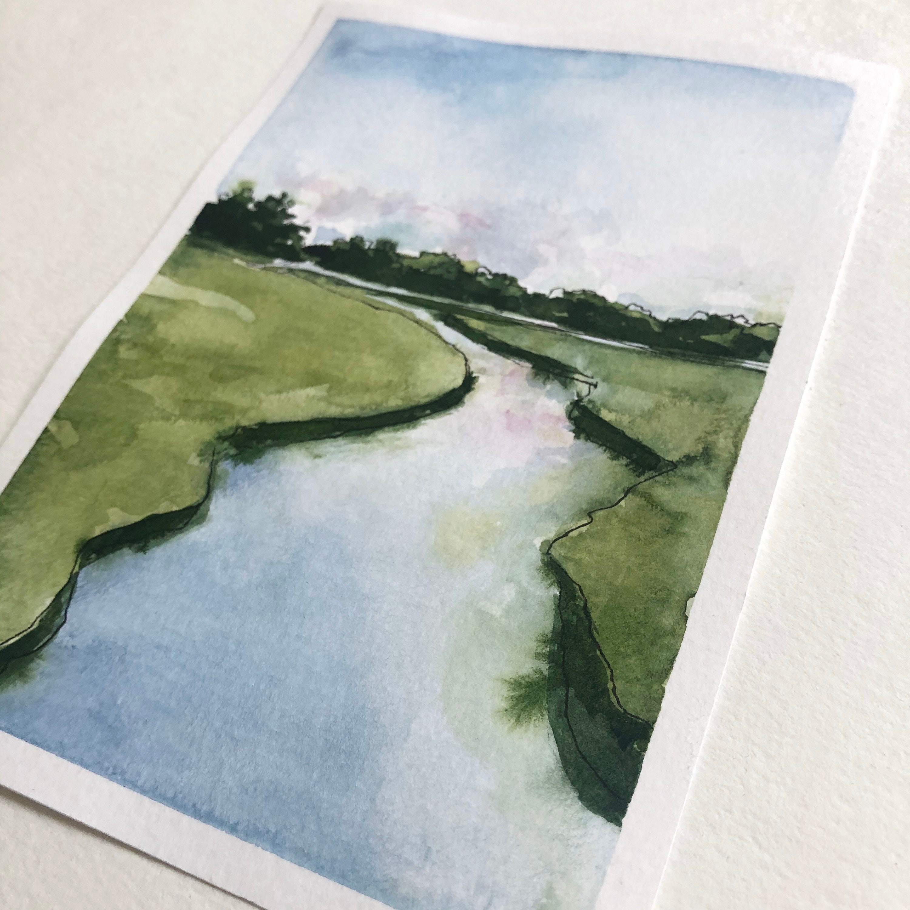 Maine Marsh Series | Abstract Watercolor Landscape | Abstract Landscape ...
