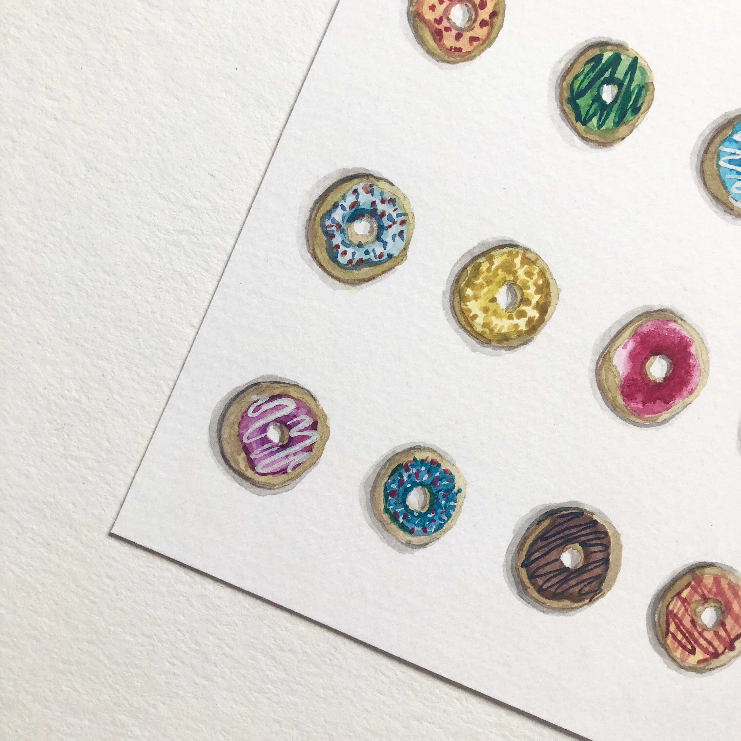 Doughnut Chart Original Watercolor |Donut Art | Sweet Treat Painting [5 x7]