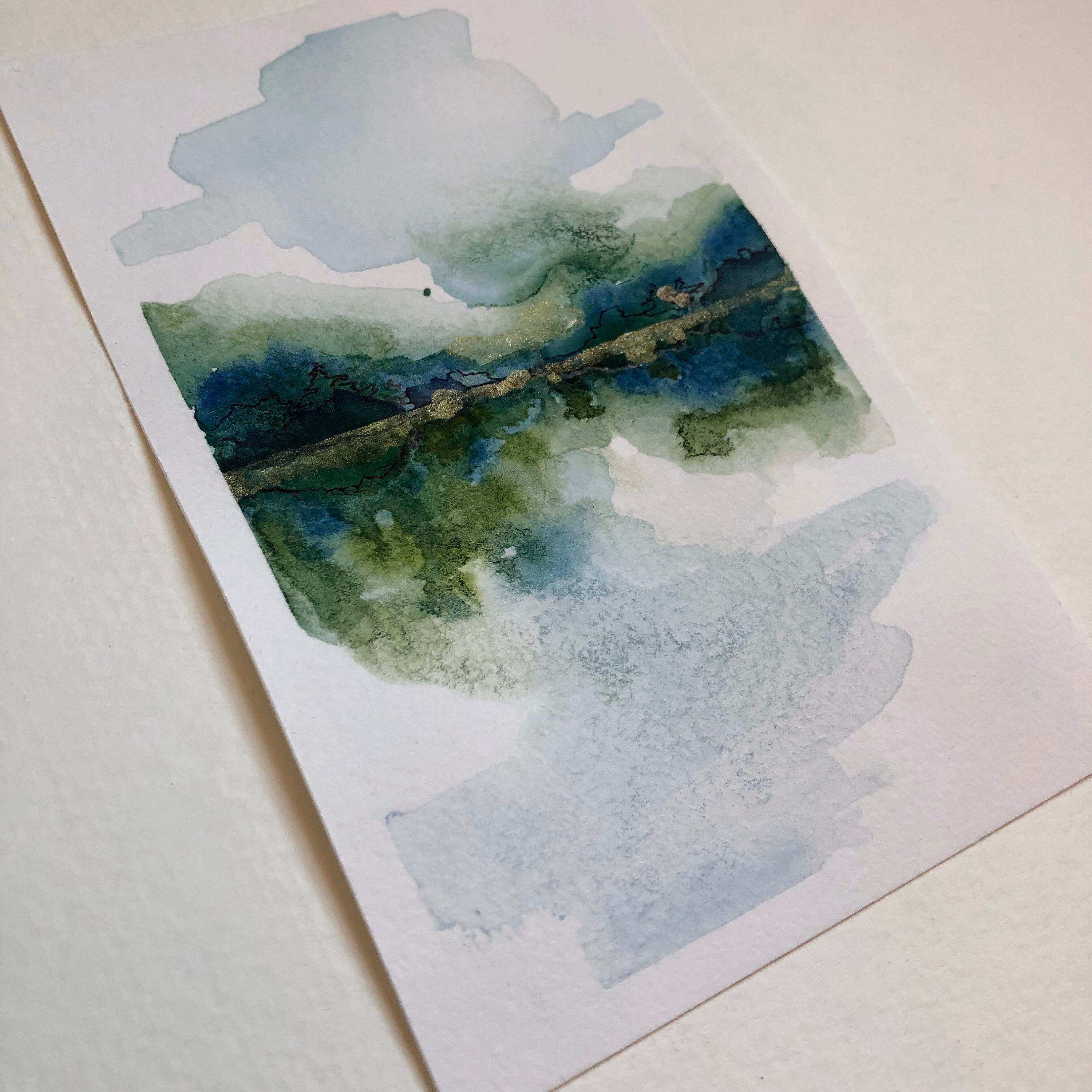 Misty Morning Marsh Watercolor | Abstract Watercolor Landscape ...