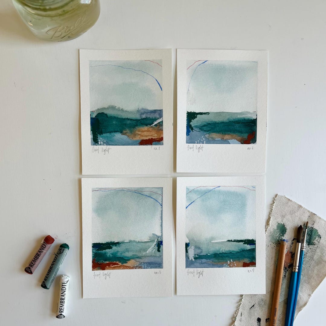 Original Watercolor Abstract Landscapes ‘first Light’ Series 4.5x6 ...