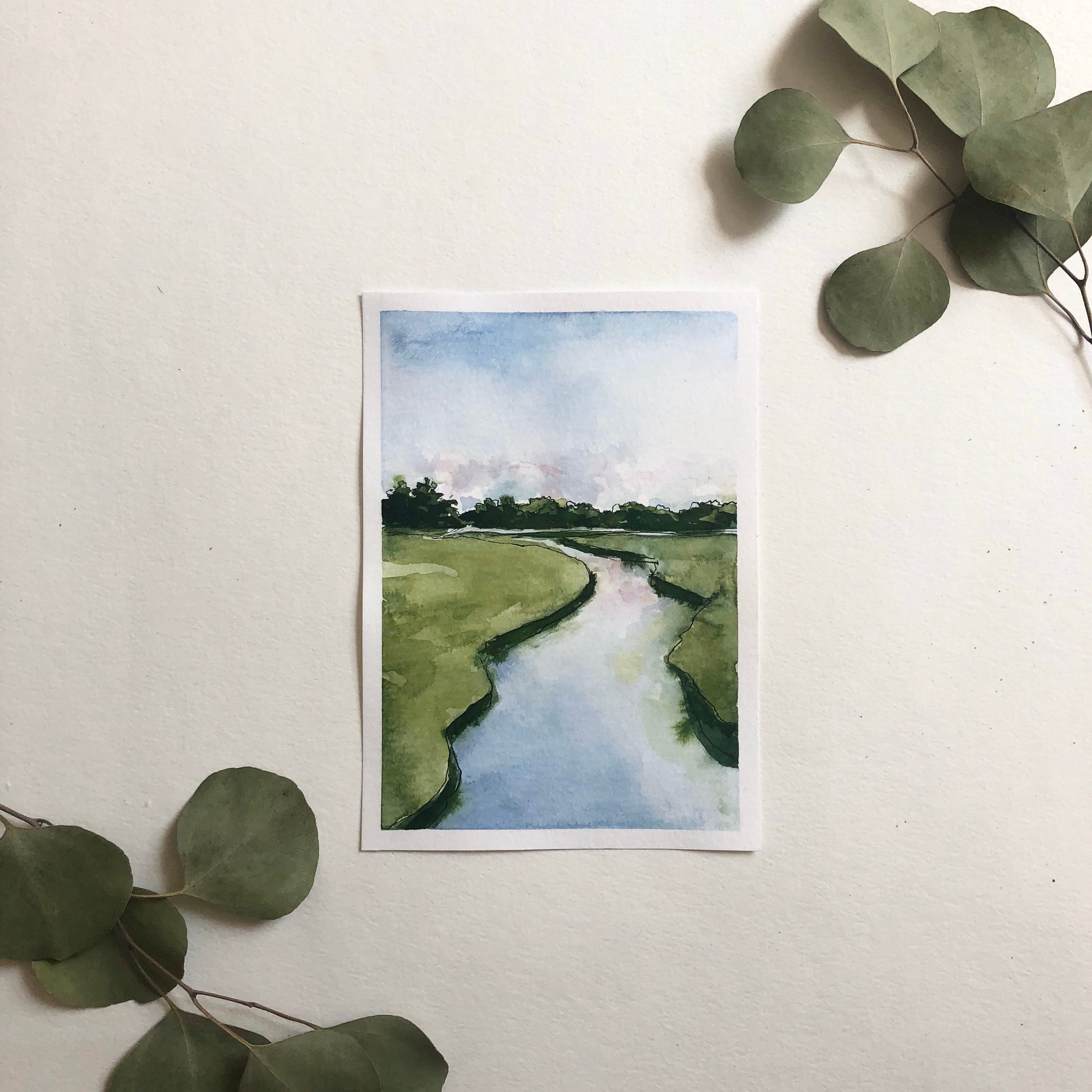 Maine Marsh Series | Abstract Watercolor Landscape | Abstract Landscape ...