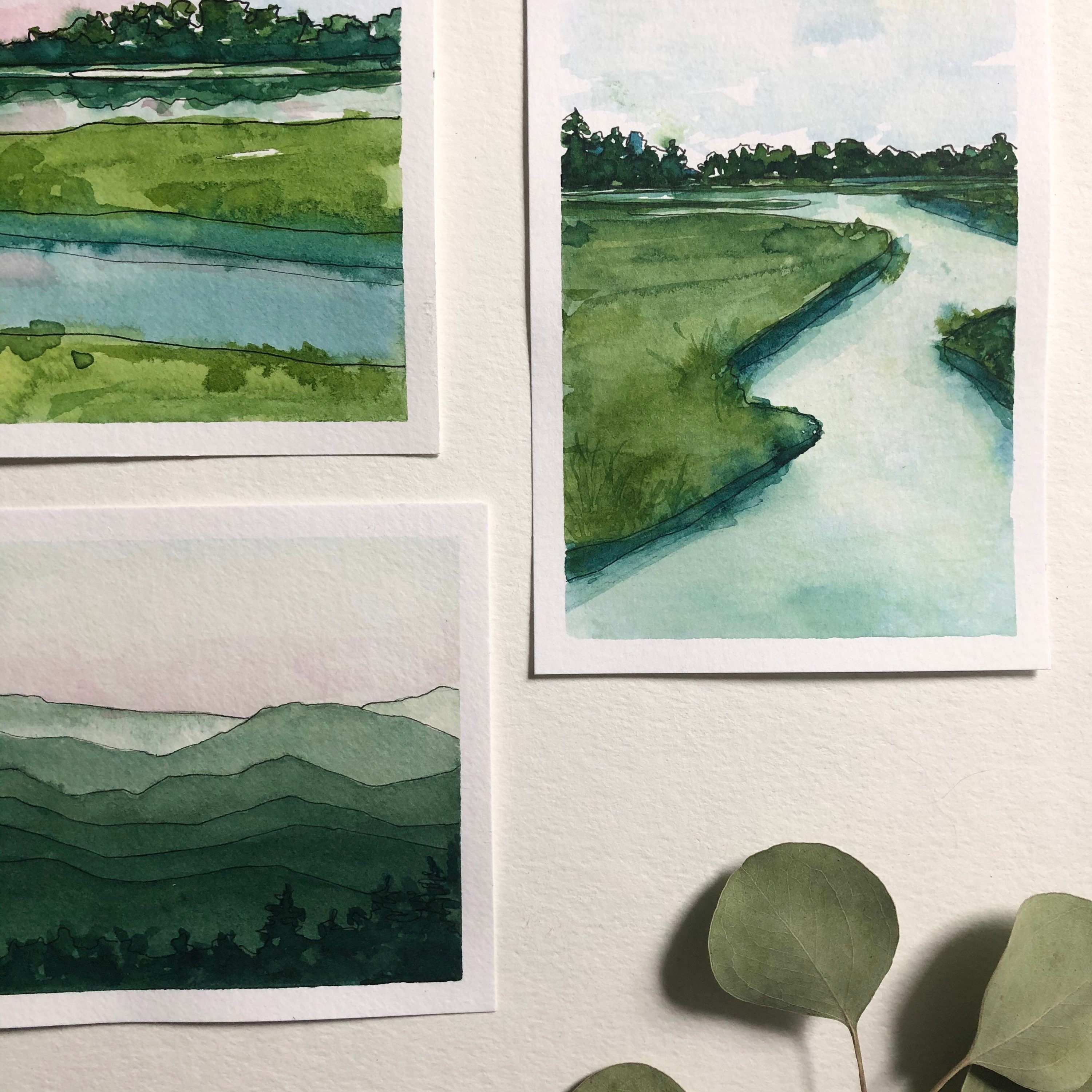 Maine Marsh Series | Abstract Watercolor Landscape | Abstract Landscape ...