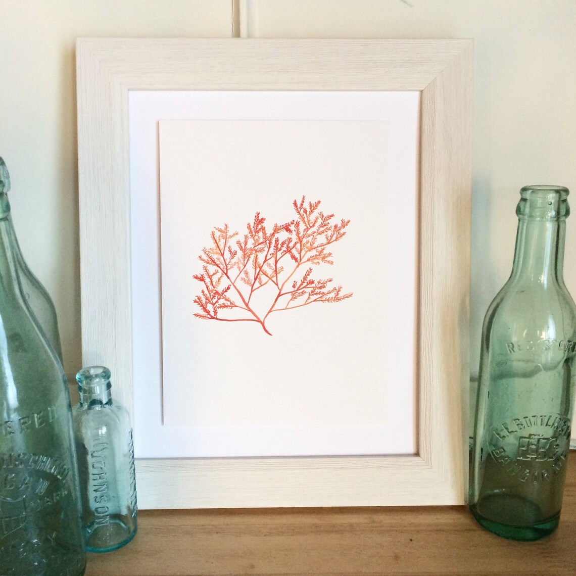 Coral Red Ocean Fan Seaweed Original Watercolor Painting - Etsy